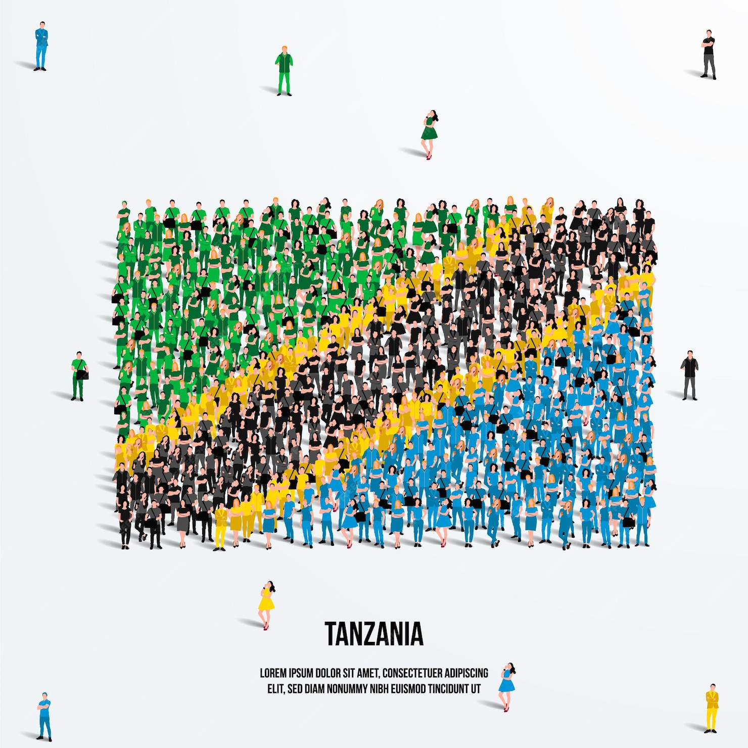 Premium Vector Tanzania Flag A Large Group Of People Form To Create