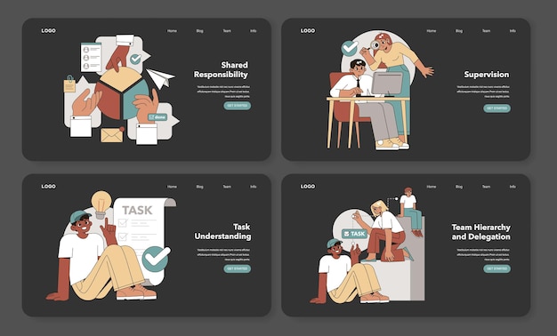 Premium Vector | Task delegation set engaging images illustrating the ... Premium Vector | Task delegation set engaging images illustrating the ...