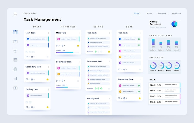 Task Management Dashboard Template Vectors & Illustrations for Free ...