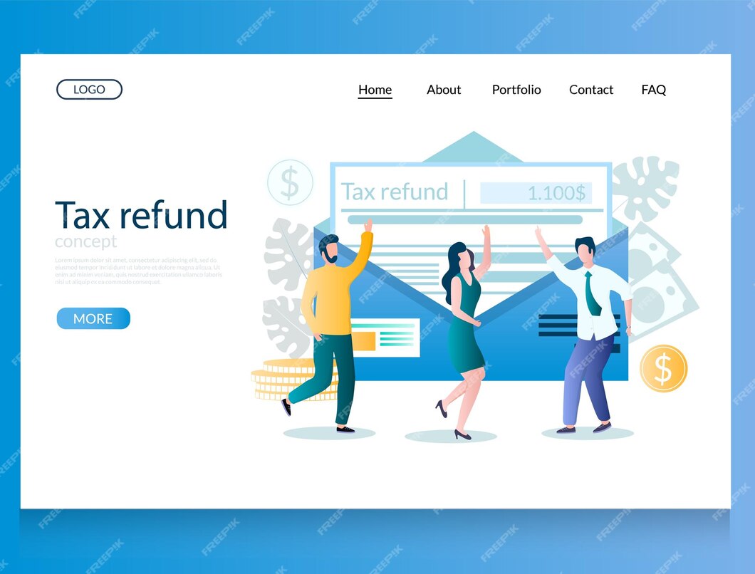 Premium Vector | Tax refund vector website landing page design template Premium Vector | Tax refund vector website landing page design template