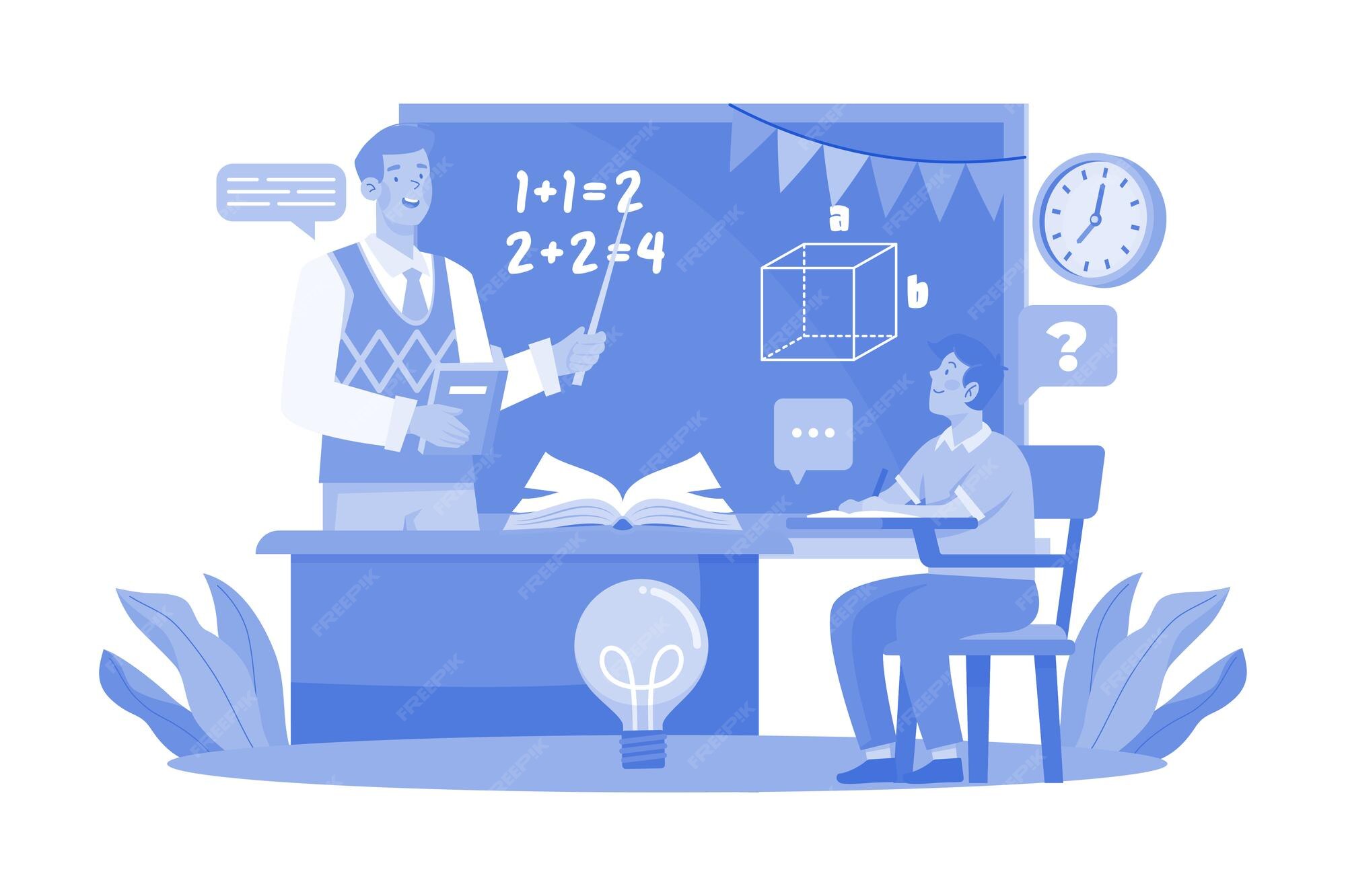 Premium Vector | Teacher giving a lesson to students Premium Vector | Teacher giving a lesson to students