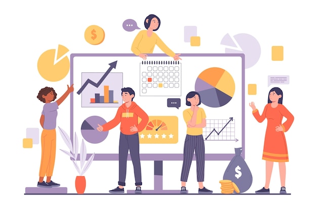 Premium Vector | Team of analytics concept Premium Vector | Team of analytics concept