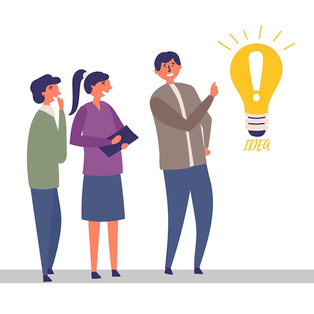 Premium Vector | Team solves work issues creative idea Brainstorm Premium Vector | Team solves work issues creative idea Brainstorm