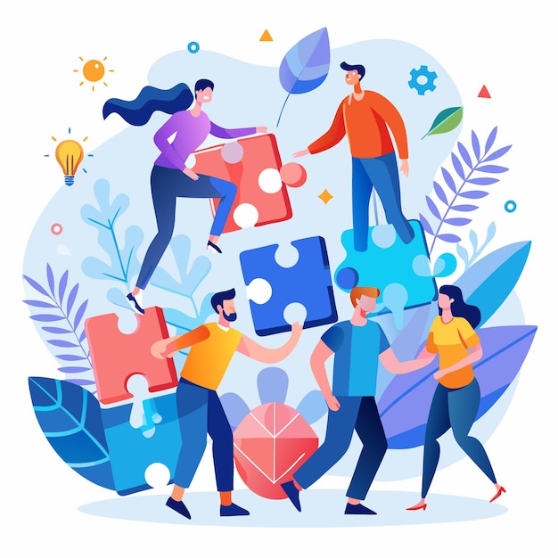 Teamwork Collaboration Solving Puzzles Together for Success | Premium ... Teamwork Collaboration Solving Puzzles Together for Success | Premium ...