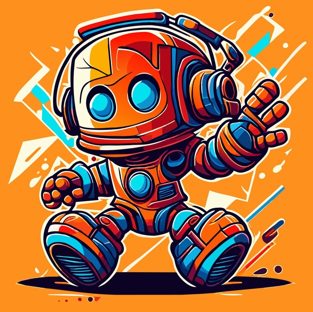 Premium Vector | Tech marvels little robot graphics creating design magic Premium Vector | Tech marvels little robot graphics creating design magic