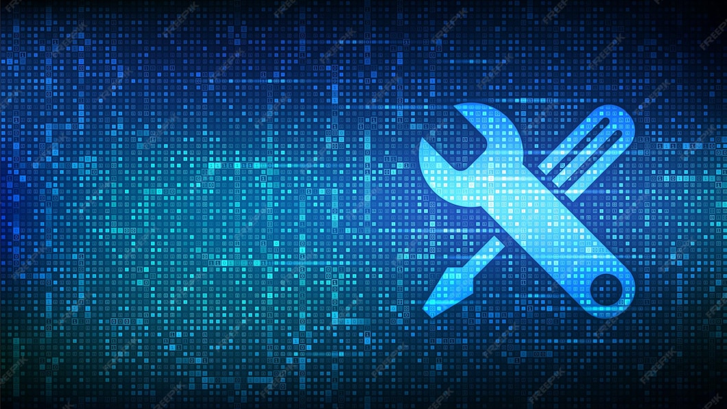 Premium Vector | Technical support icon made with binary code. Customer ...