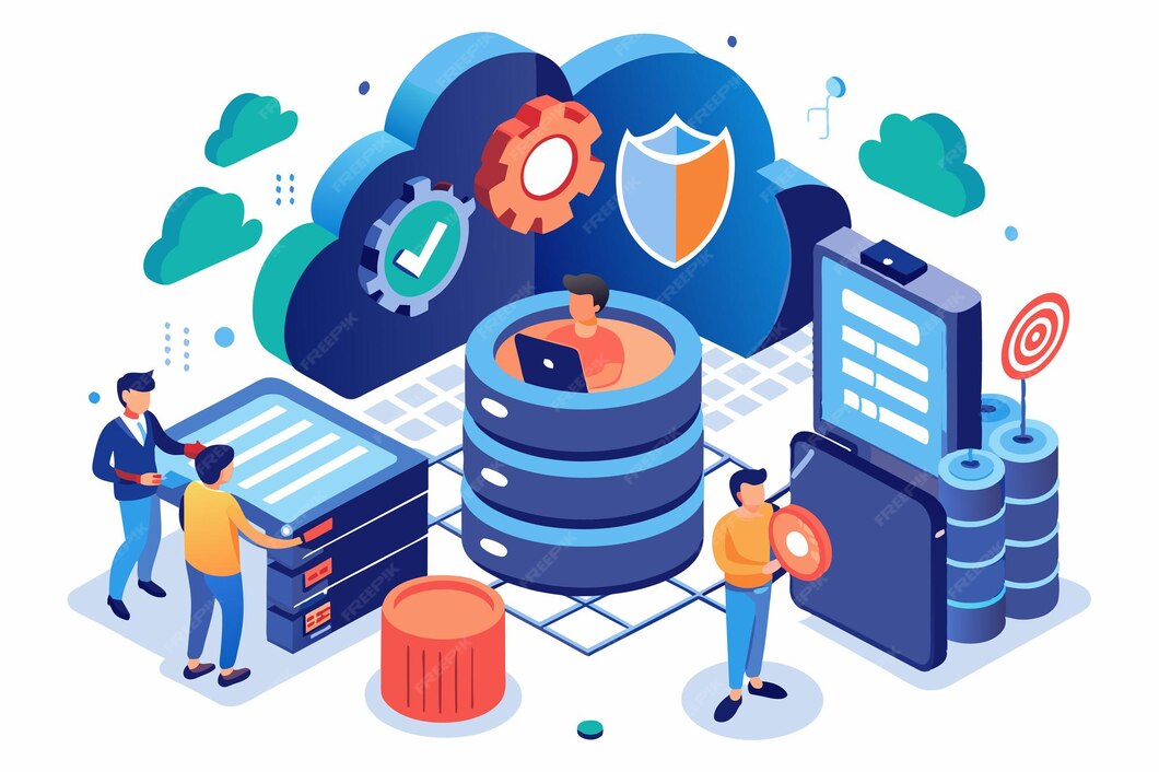 Technicians set up a cloud database system to improve data security and ...