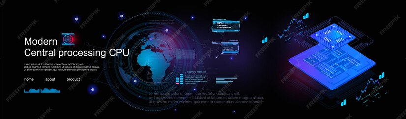 Premium Vector Technological Digital Cyber Banner With New Generation Processor Processor For