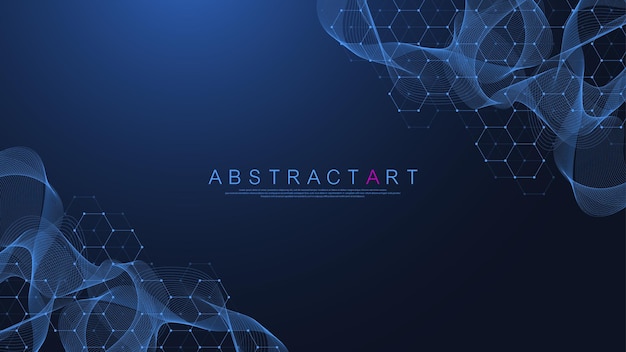 기술 추상 라인과 점은 육각형으로 배경을 연결합니다 육각 격자입니다 육각형 연결 디지털 데이터와 빅 데이터 개념 16진수 디지털 데이터 시각화 벡터 일러스트 레이 션