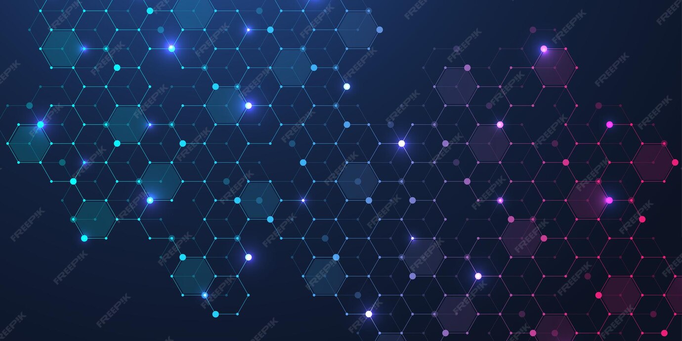 Premium Vector Technology Abstract Lines And Dots Connect Background With Hexagons Hexagons