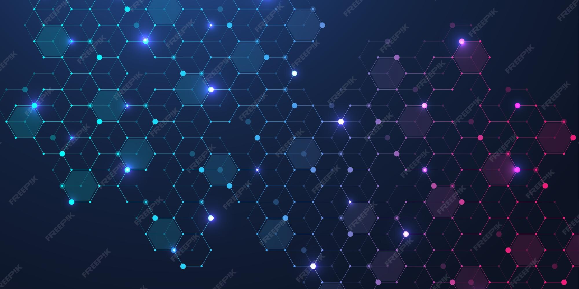 Premium Vector Technology Abstract Lines And Dots Connect Background With Hexagons Hexagons