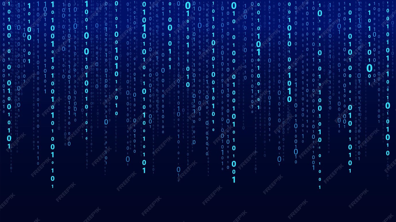 Premium Vector | Technology binary code Random falling blue digits on ...