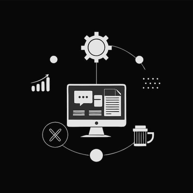 Technology Concept Flat Vector Style Illustration Featuring UX UI ... Technology Concept Flat Vector Style Illustration Featuring UX UI ...