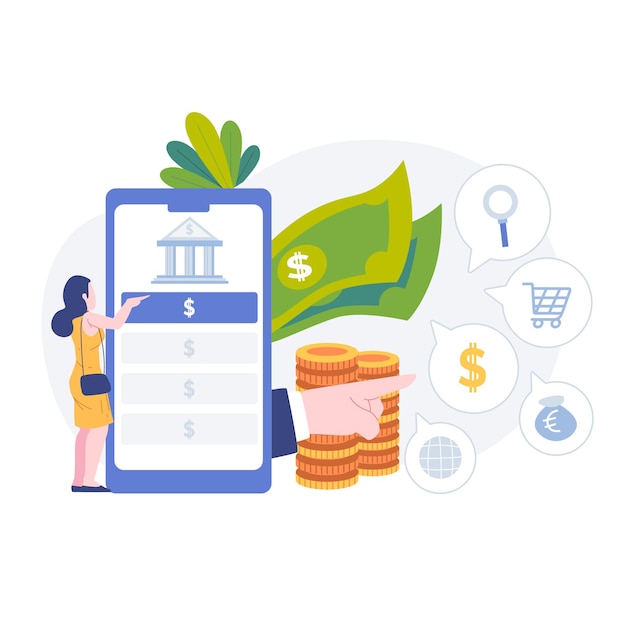 Premium Vector | Technology digital banking flat illustration Premium Vector | Technology digital banking flat illustration