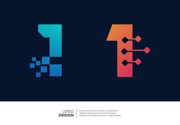 Premium Vector | Technology digital initial Number 1 logo design Premium Vector | Technology digital initial Number 1 logo design