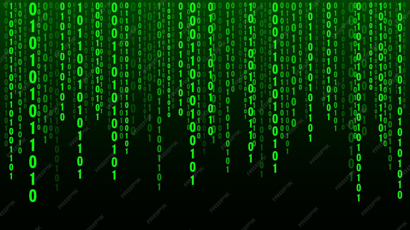 Технологический матричный фон кибербезопасность с падающими числами на экране векторный двоичный ...