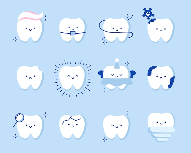 Premium Vector Teeth Set Big Dental Collection For Your Design Many