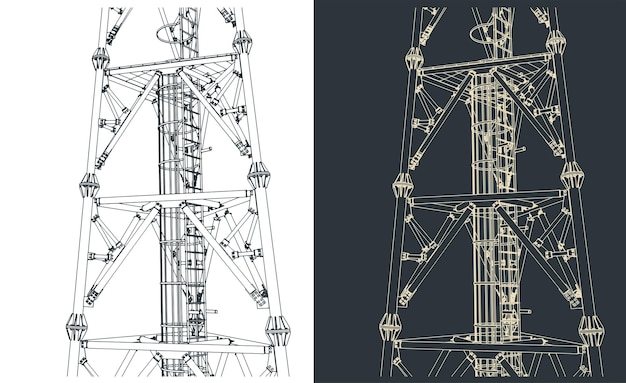 Premium Vector | Telecommunication tower close up Premium Vector | Telecommunication tower close up