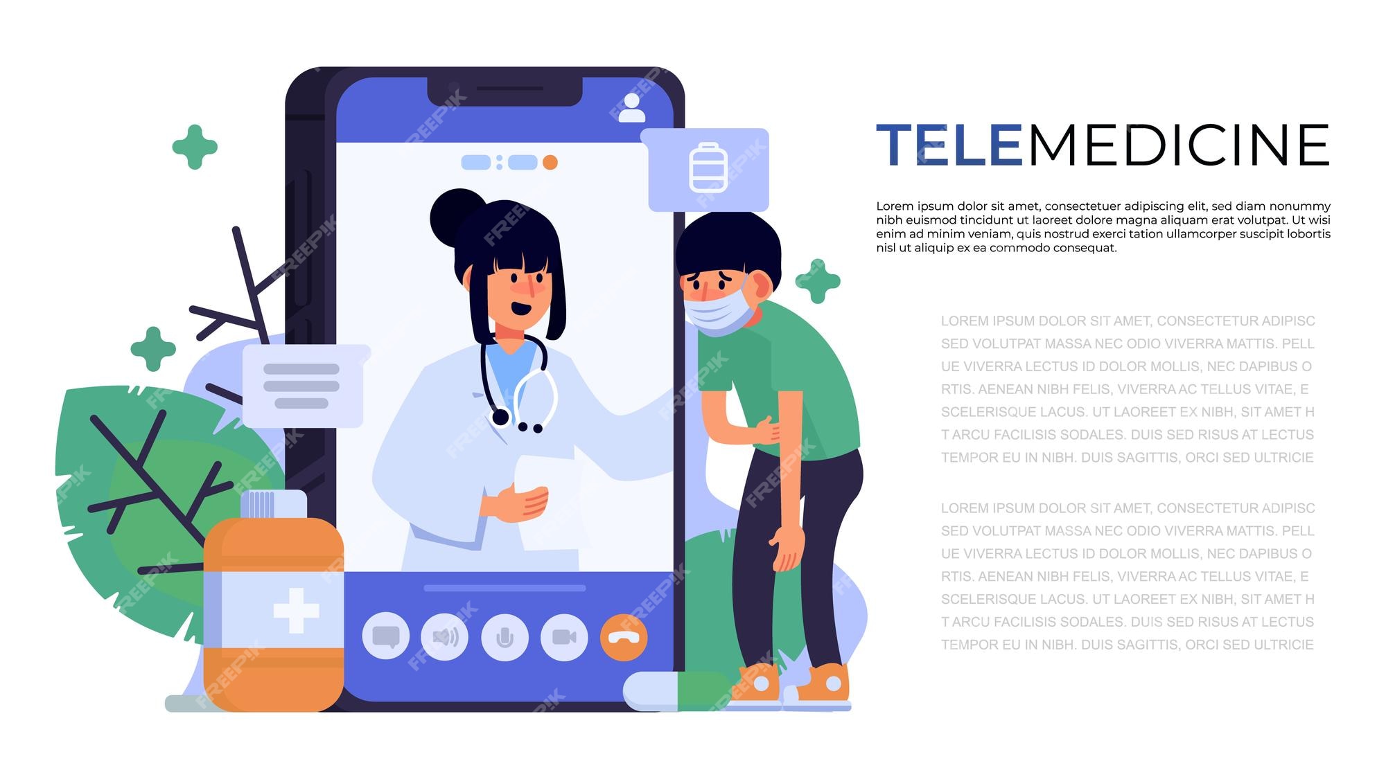 Premium Vector | Telemedicine doctor consulting patient by video call ... Premium Vector | Telemedicine doctor consulting patient by video call ...