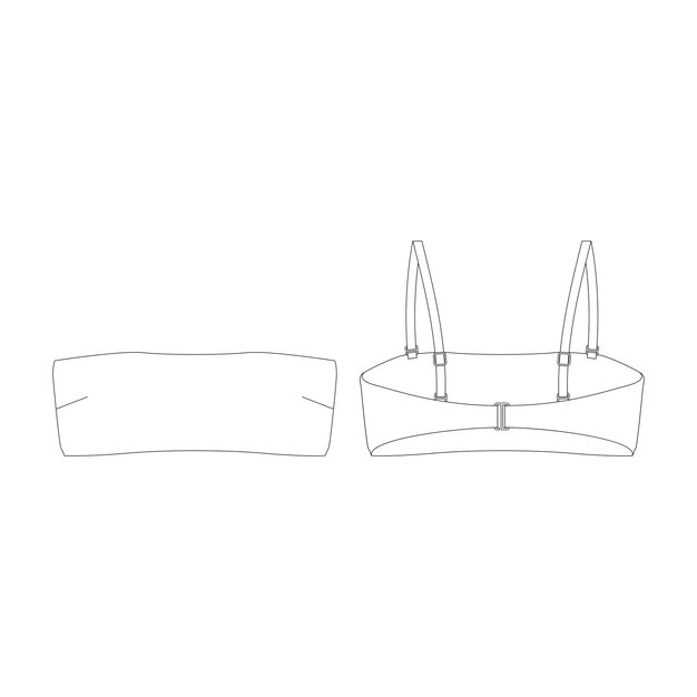 Premium Vector Template Bandeau Bikini Top Vector Illustration Flat Design Outline Clothing