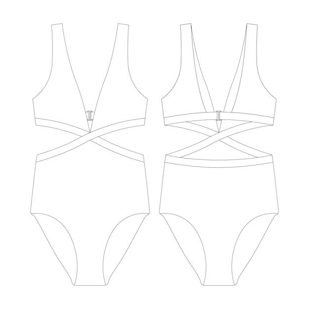 Premium Vector Template Crossover Cut Out Swimsuit Vector Illustration Flat Design Outline