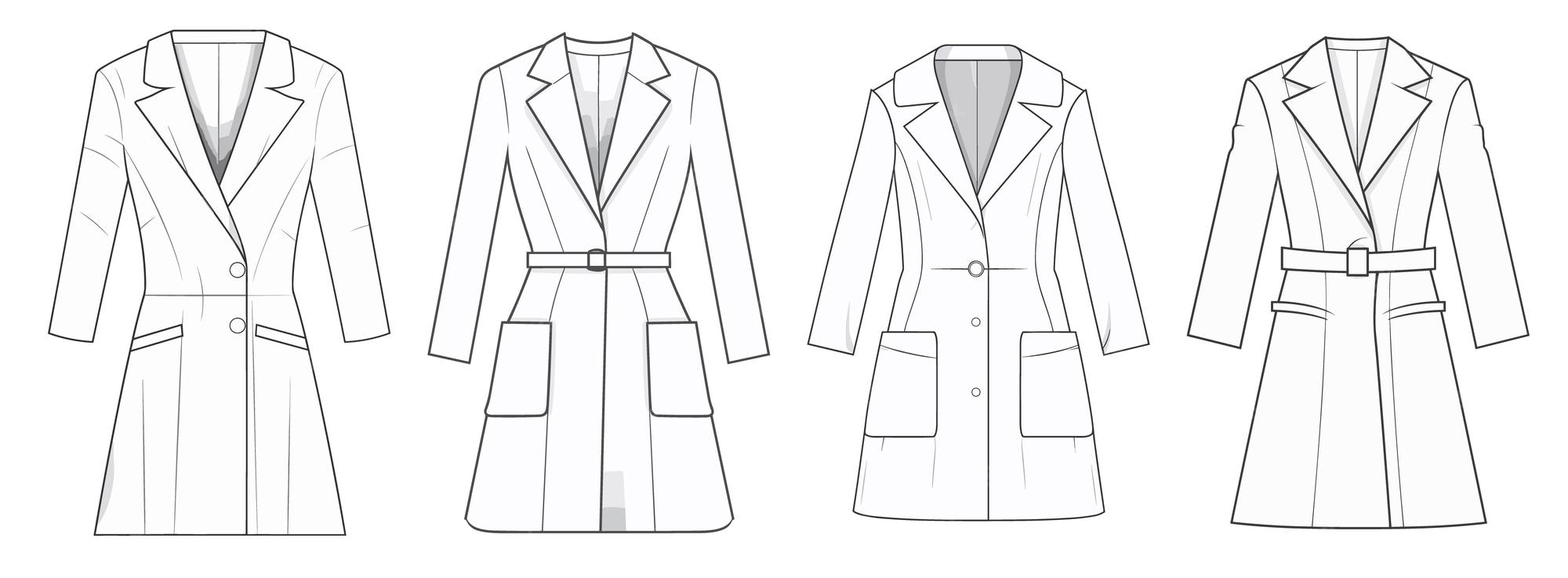 Premium Vector Template Fashion Coat Mockup Vector Illustration Flat Design Outline White