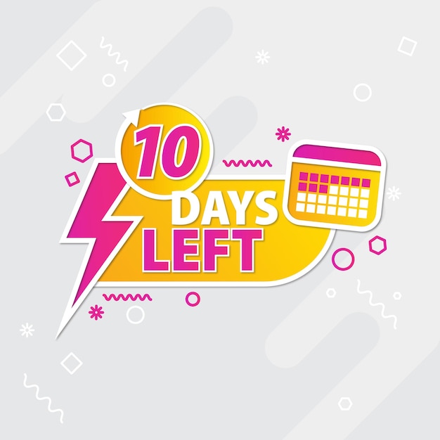 Premium Vector | Ten days left countdown tag with the calendar Premium Vector | Ten days left countdown tag with the calendar