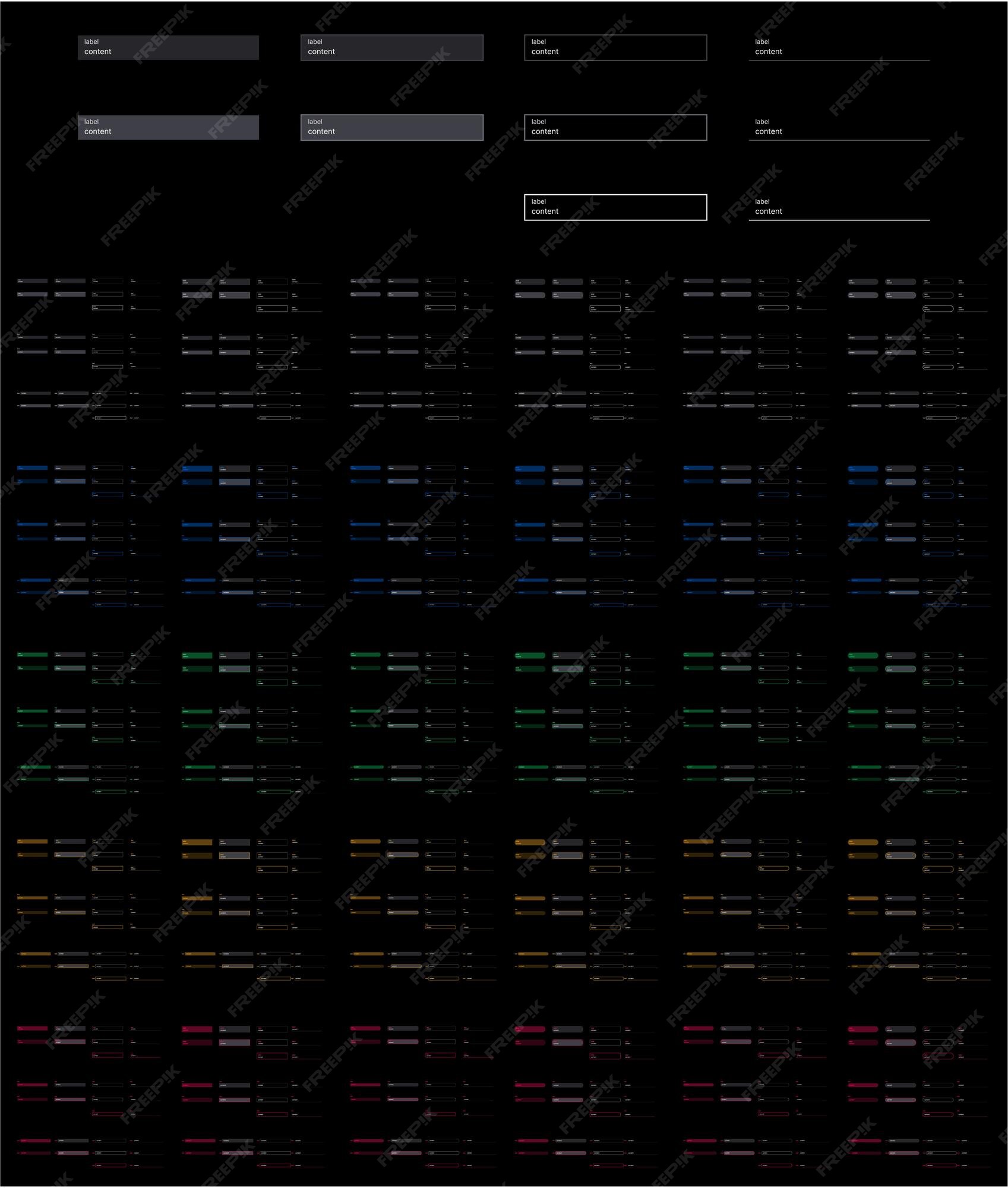 텍스트 필드 오류 검색 성공 상태 텍스트 입력 필드 인터페이스 템플릿 세트 빈 입력 폴드 | 프리미엄 벡터