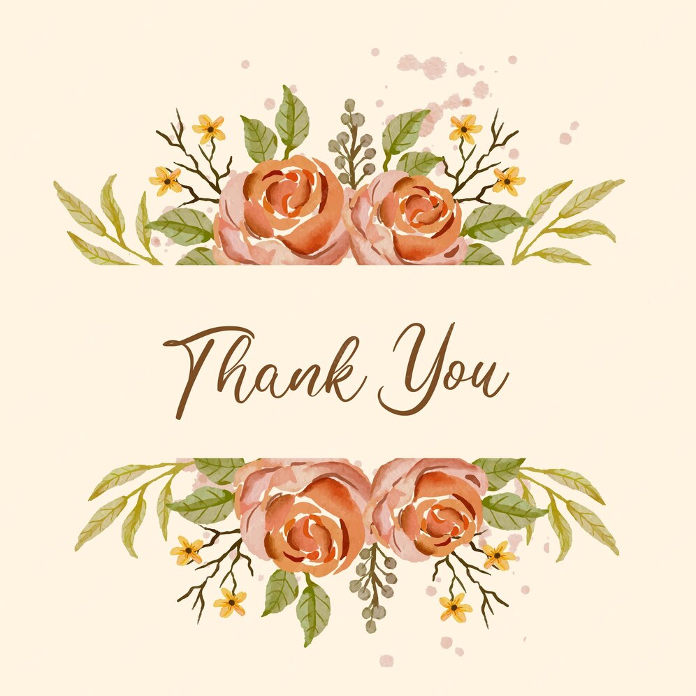 Premium Vector Thank You Card With Rose Floral Watercolor