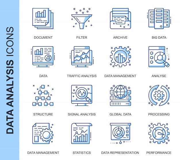 Premium Vector | Thin Line Data Analysis Related icons set Premium Vector | Thin Line Data Analysis Related icons set