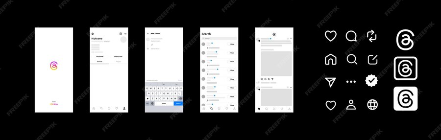 Premium Vector | Threads app Screen interface Mockup Template interface ...