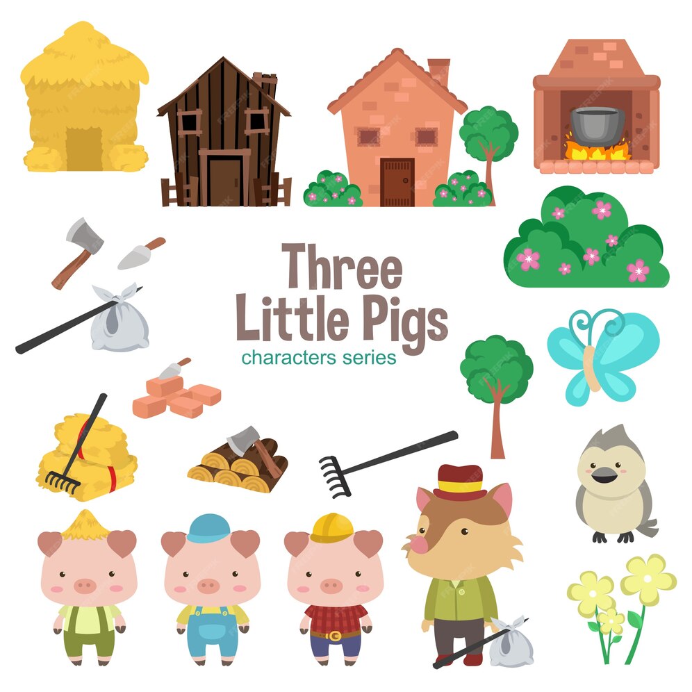 Premium Vector | Three Little Pigs Premium Vector | Three Little Pigs