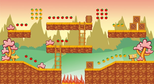 Premium Vector | Tileset Platform and background for creating mobile Game Premium Vector | Tileset Platform and background for creating mobile Game