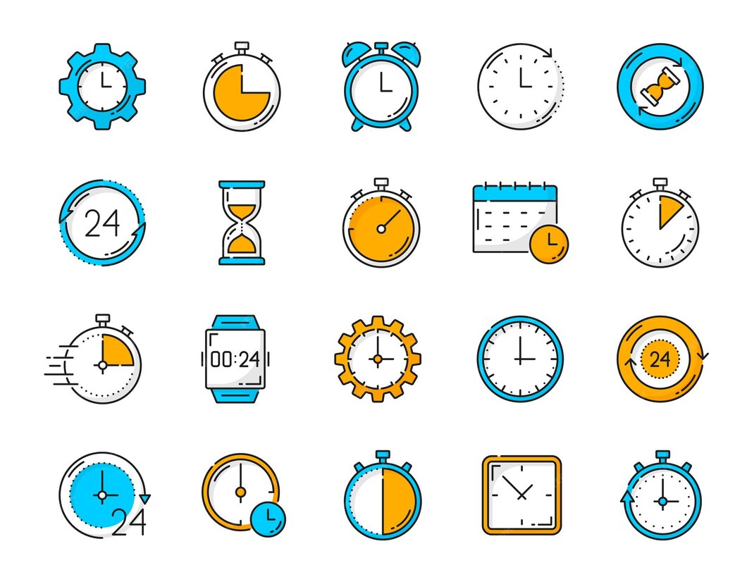 Premium Vector Timer Clock Calendar Stopwatch Outline Icons
