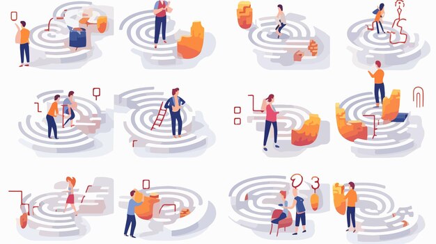 Tiny Characters Finding Idea Solution in Labyrinth | Premium AI ... Tiny Characters Finding Idea Solution in Labyrinth | Premium AI ...