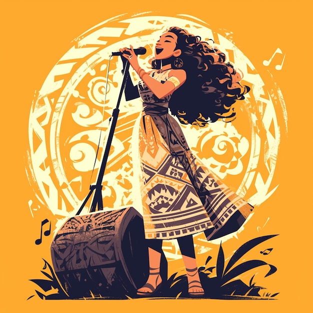 Premium Vector Tongan Woman In Traditional Tongan Dress On Stage