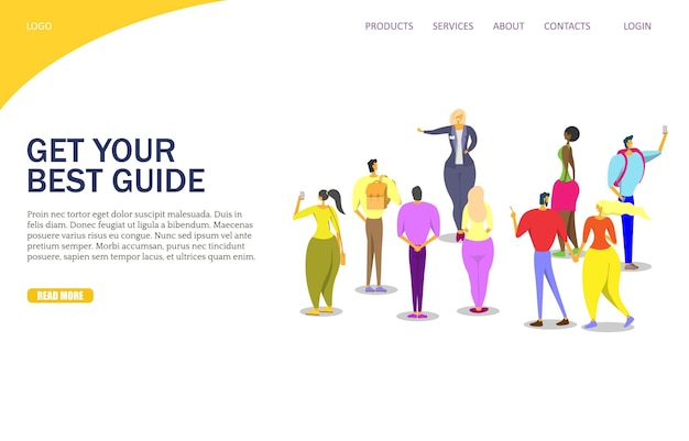 Premium Vector | Tour guide vector website landing page design template Premium Vector | Tour guide vector website landing page design template