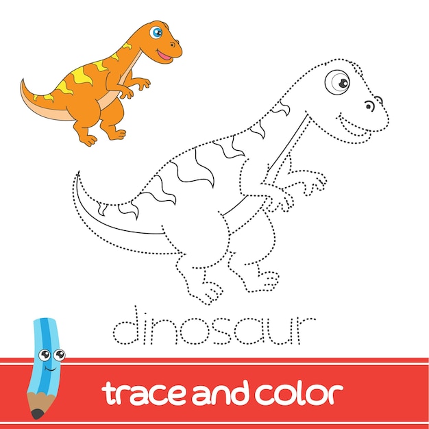 Premium Vector | Trace and color dinosaurs Premium Vector | Trace and color dinosaurs