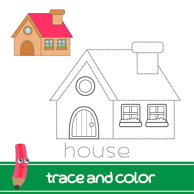 Premium Vector | Trace and color house Premium Vector | Trace and color house