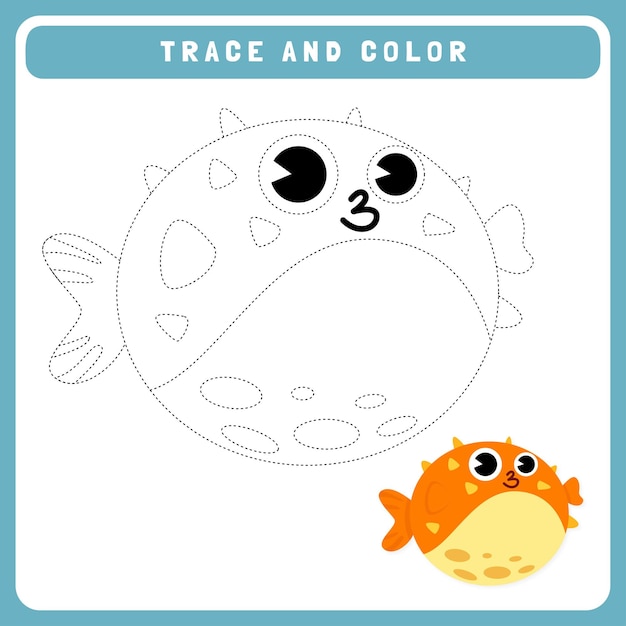 Premium Vector | Trace and color worksheets Premium Vector | Trace and color worksheets