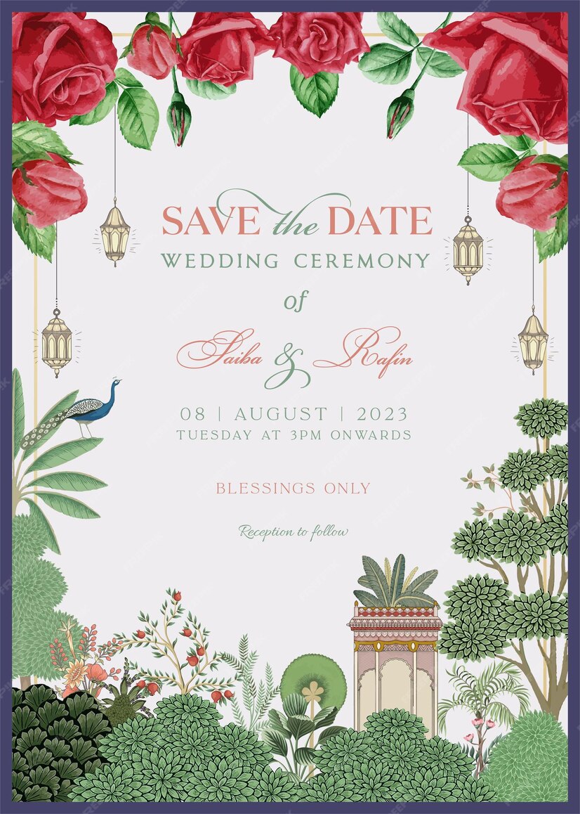 Premium Vector | Traditional indian mughal wedding invitation card ... Premium Vector | Traditional indian mughal wedding invitation card ...