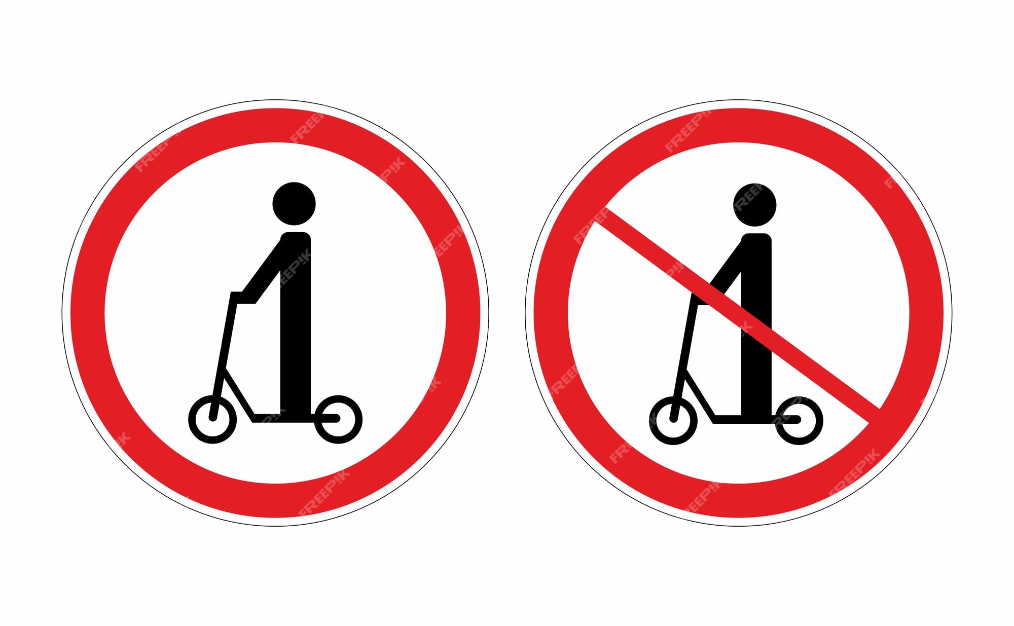 Premium Vector Traffic Rules Signs Escooter Electric Scooter And No