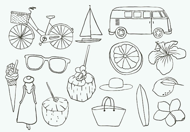 Premium Vector Travel Black Outline Object For Postcard