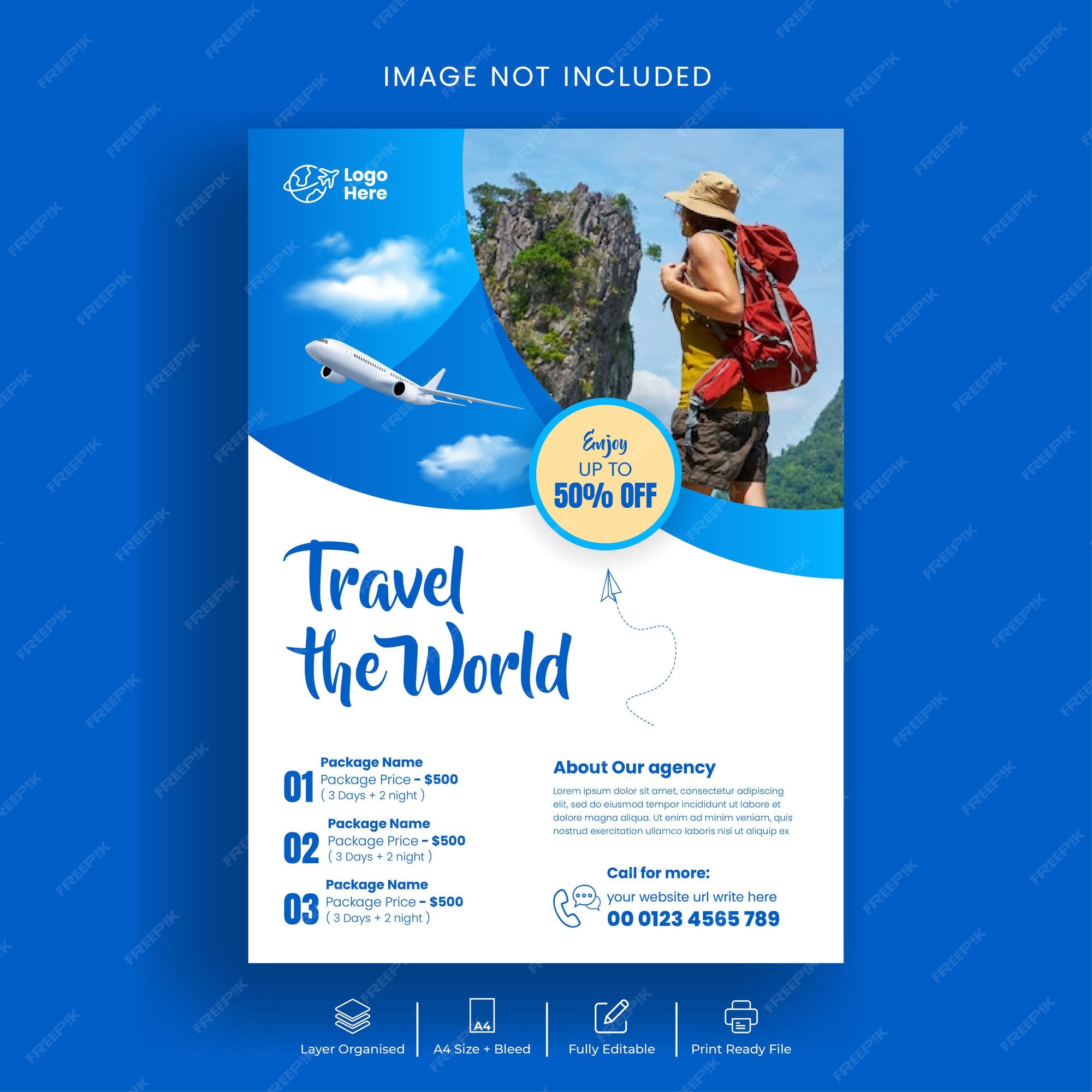 Premium Vector | Travel tourism flyer or poster template design Premium Vector | Travel tourism flyer or poster template design