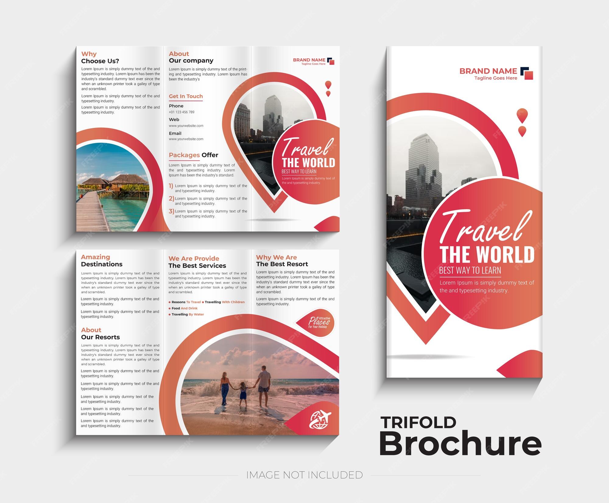 Premium Vector | Travel trifold brochure design template Premium Vector | Travel trifold brochure design template