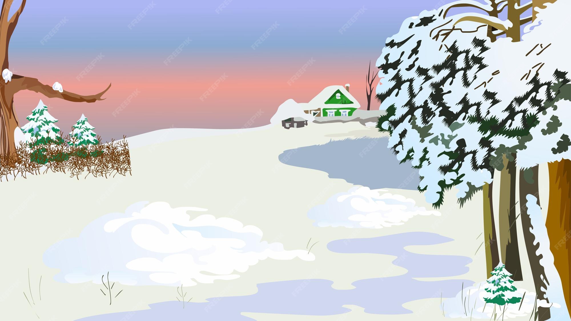 Premium Vector | Tree in winter snow vector illustration Premium Vector | Tree in winter snow vector illustration