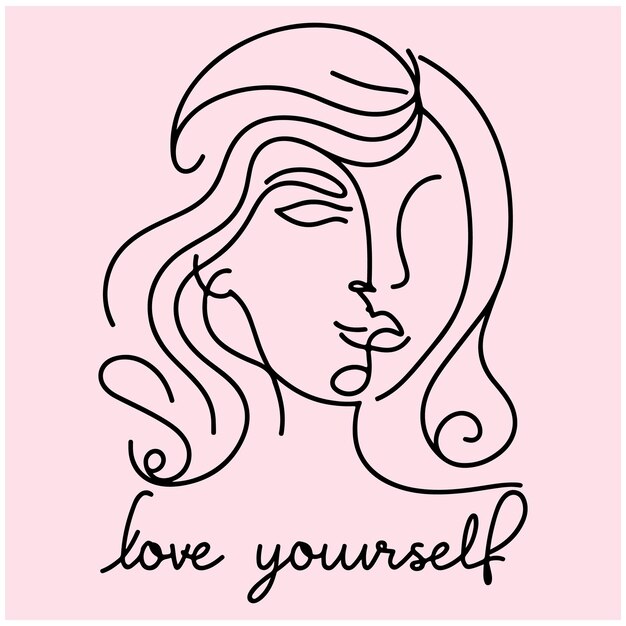 Premium Vector Trendy Abstract One Line Woman Face Stylish Typography