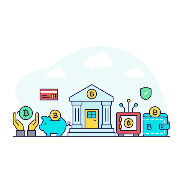 Premium Vector | Trendy vector design of bitcoin bank Premium Vector | Trendy vector design of bitcoin bank