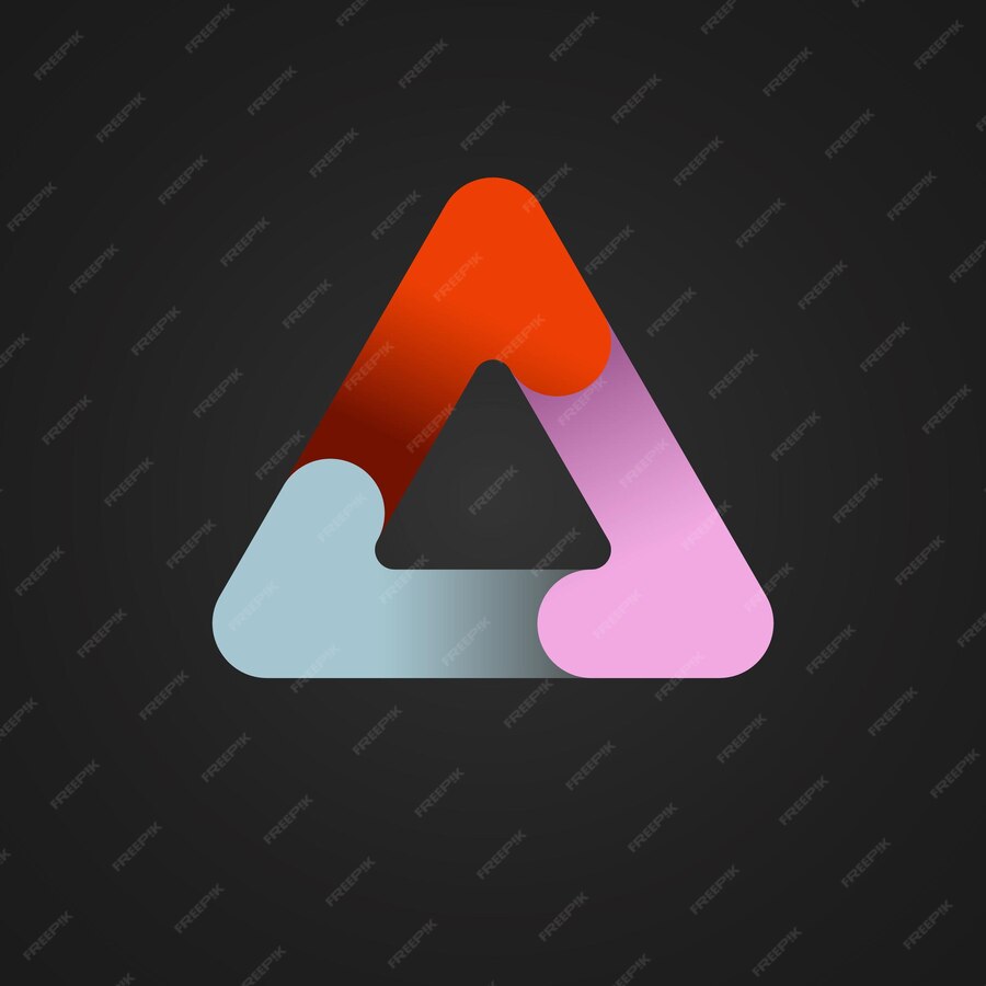 Premium Vector | Triangle divided into three colored parts template for ... Premium Vector | Triangle divided into three colored parts template for ...