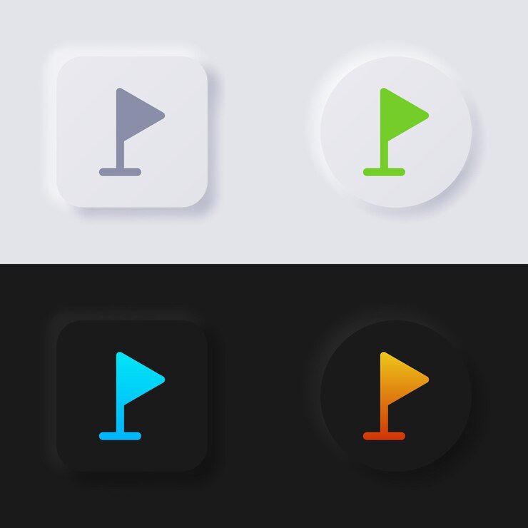 Premium Vector | Triangular flag symbol button icon set multicolor neumorphism button soft ui ...